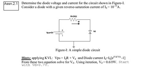 Assn 2 1 Determine The Diode Voltage And Current For The Circuit Shown
