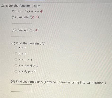 solved consider the function below f x y ln x y−4 a