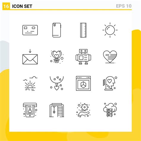 Set Of 16 Commercial Outlines Pack For Air Message Education Mail Rise Editable Vector Design