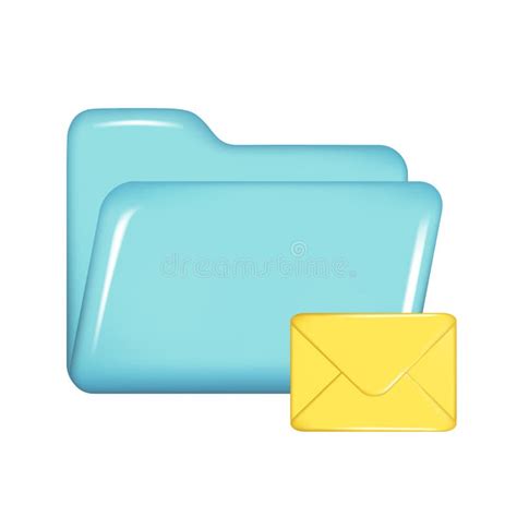 Realistic 3d Blue Folder With Yellow Sealed Mail Envelope Decorative 3d Opened File Element