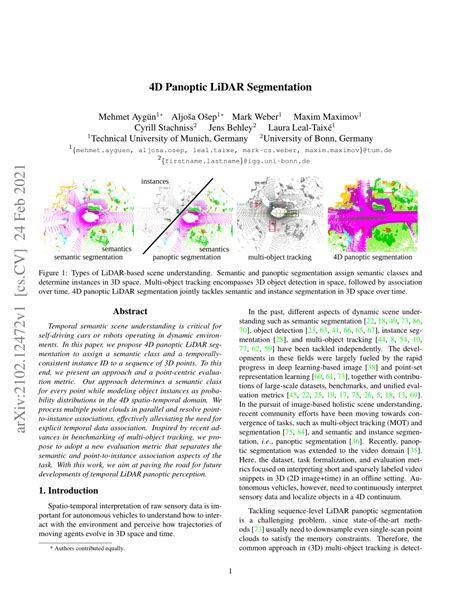 Pdf 4d Panoptic Lidar Segmentation