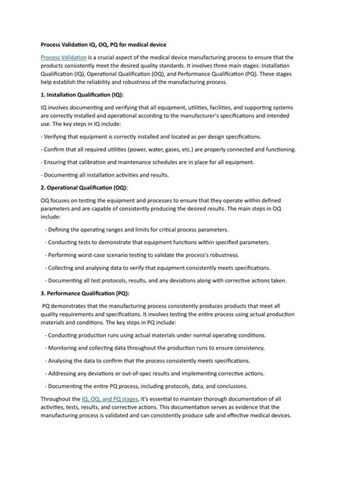 Ppt Process Validation Iq Oq Pq For Medical Device Powerpoint Presentation Id 12436504