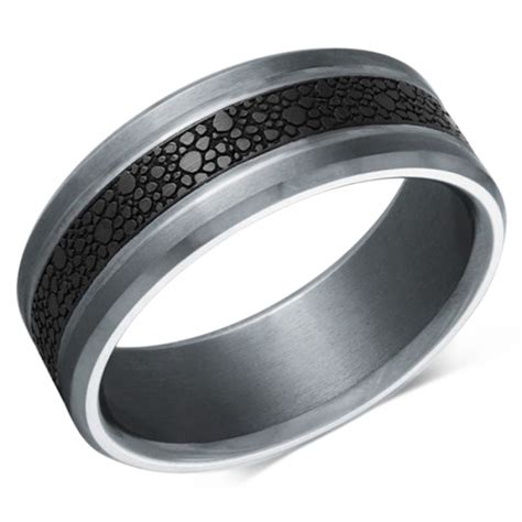 Noirium Band 8mm Tantalum And Carbon Fiber Ring For Men Bijouterie