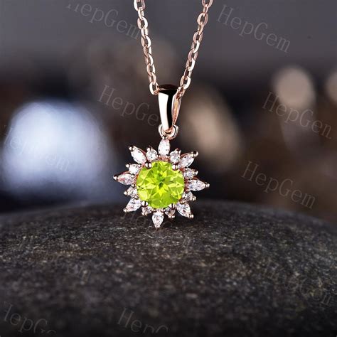 1ct Peridot Necklacevintage Round Natural Peridot Pendantpink Peridot