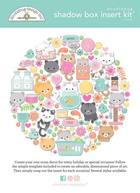 Doodlebug Design Shadow Box Insert Kit Pretty Kitty 842715081307