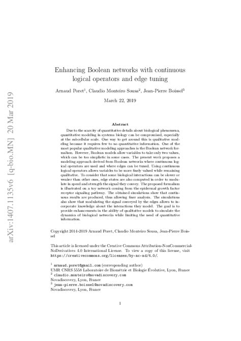 Pdf Enhancing Boolean Networks With Continuous Logical Operators And