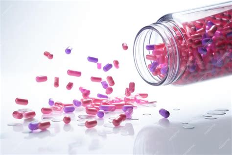premium photo pills overflow from bottle on white background