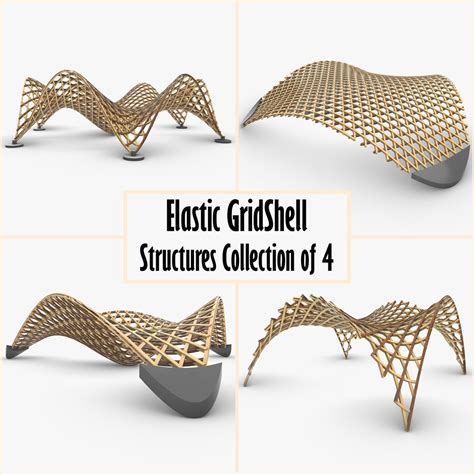 elastic gridshell structures set 3d model turbosquid 2351612