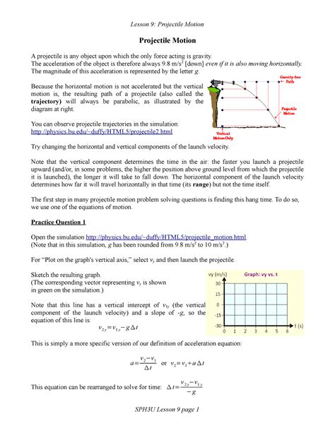 Lesson Projectile Motion Projectile Motion A Projectile Is Any Object Upon Which The Only