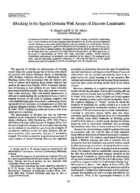 Pdf Blocking In The Spatial Domain With Arrays Of Discrete Landmarks