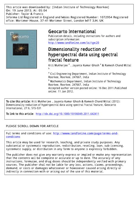 Pdf Dimensionality Reduction Of Hyperspectral Data Using Spectral
