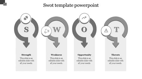 Awesome SWOT Template PowerPoint In Grey Color Slide