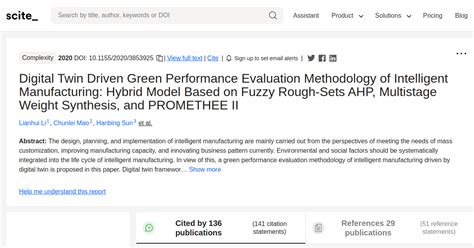[citation Report] Digital Twin Driven Green Performance Evaluation Methodology Of Intelligent