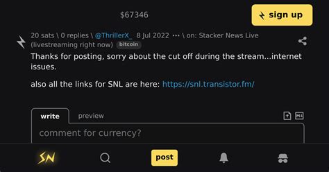 Reply On Stacker News Live Livestreaming Right Now Stacker News ~bitcoin