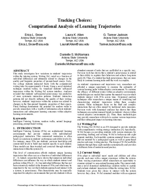 Pdf Tracking Choices Computational Analysis Of Learning Trajectories