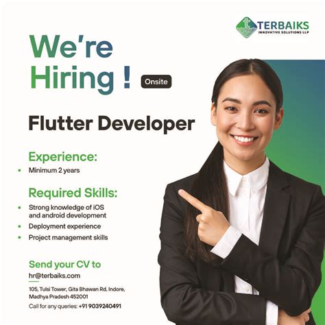 Terbaiks Innovative Solutions Llp On Linkedin Job Title Flutter Developer Location Indore