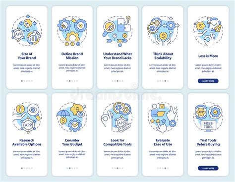 Choosing Business Tools Tips Onboarding Mobile App Screen Set Stock Illustration Illustration