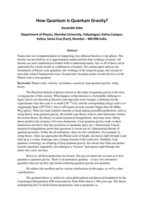 Pdf How Quantum Is Quantum Gravity