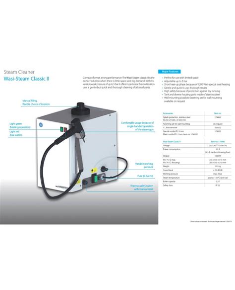 Wassermann Wasi Steam Classic Ii White Version Equipment Catalogue