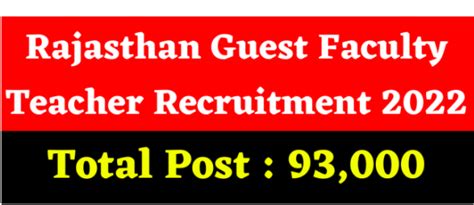 Guest Faculty Recruitment 2022 Guest Faculty Rajasthan 2022