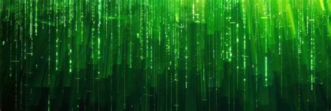 premium photo green binary code data stream on digital technology background background for