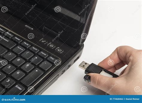 Hand Inserting Usb Memory Stick Stock Photo Image Of Insert Business