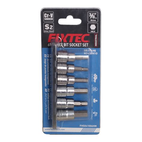 Fixtec Heavy Duty 6pcs 3 8 Metric Sae Size Dr Hex Rachet Wrench Socket Bit Set Car Repair Hand