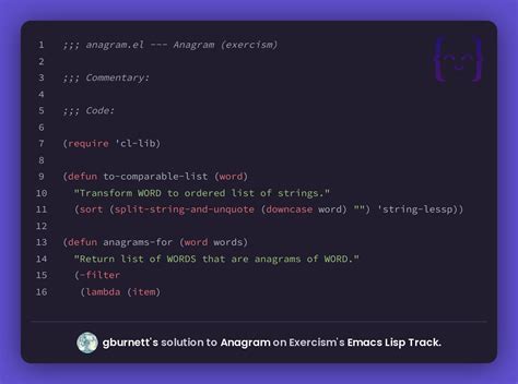 Gburnetts Solution For Anagram In Emacs Lisp On Exercism