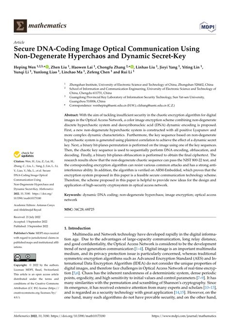Pdf Secure Dna Coding Image Optical Communication Using Non