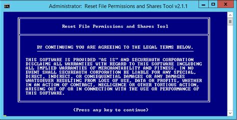Using The Reset File Permissions And Shares Tool