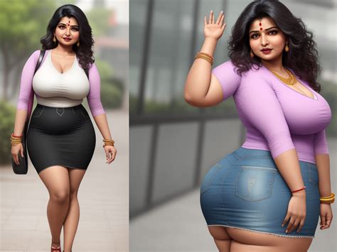 ai image enhance: curvy indian mom showing her big fat ass on