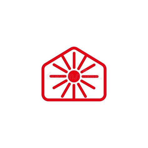 Sun Energy House Solar Red Power Symbol Vector Stock Vector Illustration Of Graphic Linear