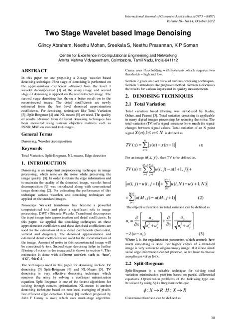 Pdf Two Stage Wavelet Based Image Denoising