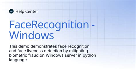 Facerecognition Windows Help Center