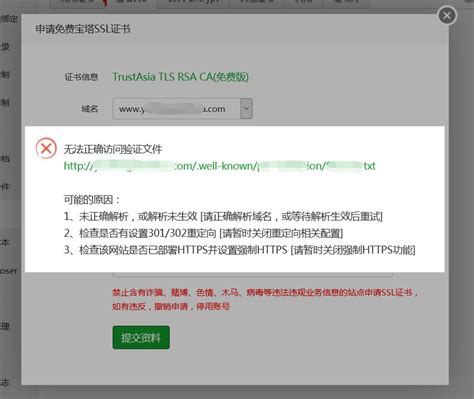 宝塔ssl证书申请报错无法正确访问验证文件