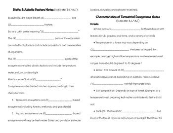 Ecosystems Science Unit Guided Notes By Teaching Is Sweet In Elementary