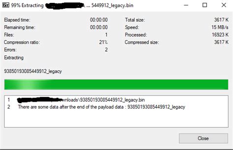 7 Zip There Are Some Data After The End Of The Payload Data On 7zip