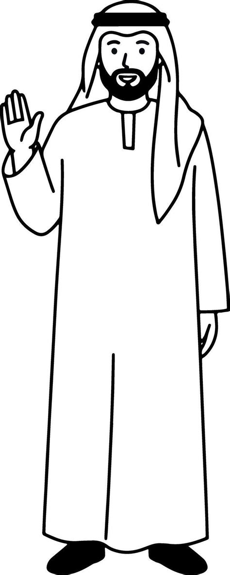 Smiling Middle Eastern Man In Traditional Dress Waving Hand 74043488