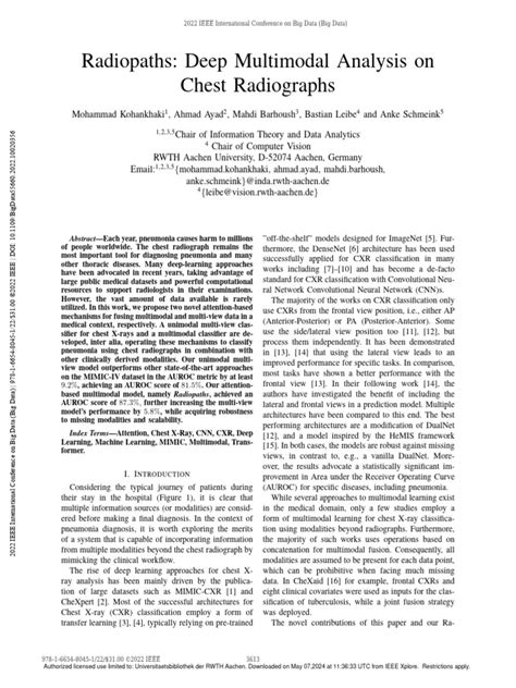 Radiopaths Deep Multimodal Analysis On Chest Radiographs Download Free Pdf Receiver