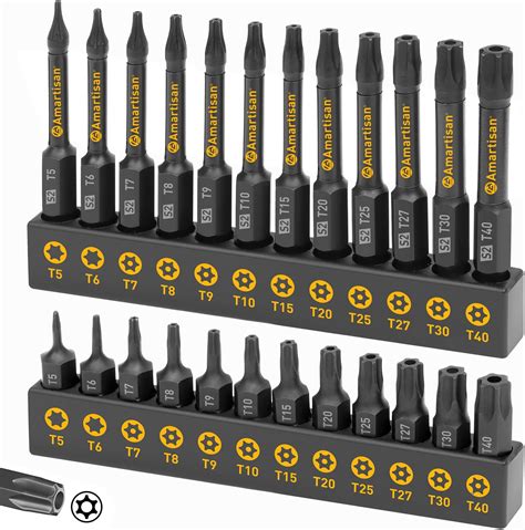 Guradesign 24 Piece Torx Bit Set T5 T40 Tamper Resistant Star Bits Setsecurity Torx Bit Set