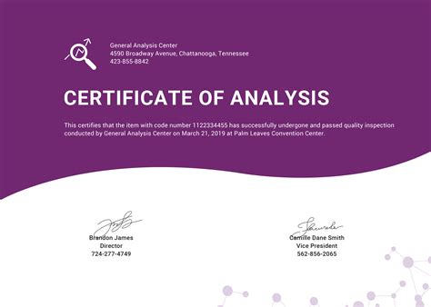 Free Certificate Of Analysis Template In Psd Ms Word Publisher