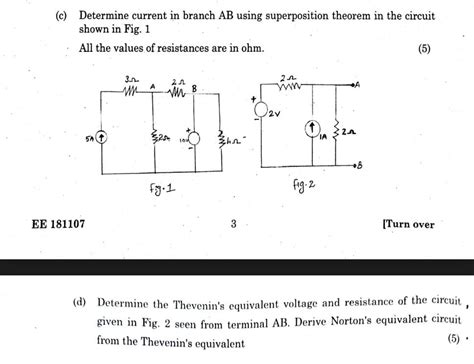 Solved C Determine Current In Branch Ab Using