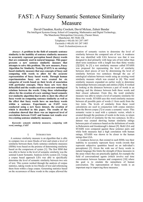 Pdf Fast A Fuzzy Semantic Sentence Similarity Measure