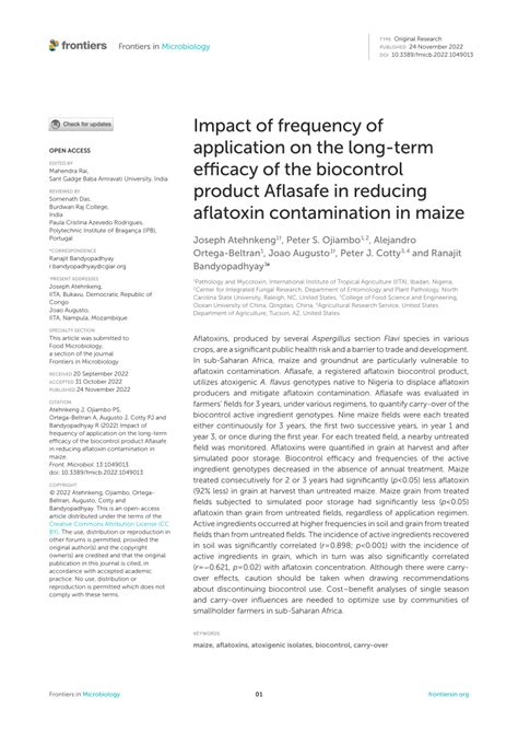 Pdf Impact Of Frequency Of Application On The Long Term Efficacy Of The Biocontrol Product