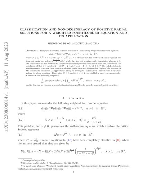 Pdf Classification And Non Degeneracy Of Positive Radial Solutions
