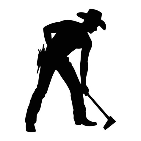 Black Silhouette Of Cowboy Digging Tool 70509442 Vector Art At Vecteezy