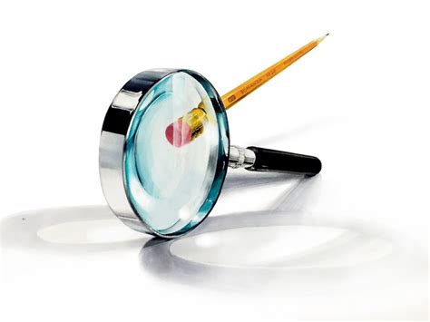 개체 소재 돋보기 연필 색채정밀 개체표현 기초디자인 Colorful Drawings Composition Design Prismacolor Art