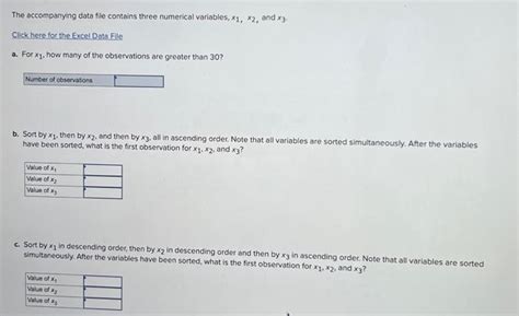 Solved The Accompanying Data File Contains Three Numerical