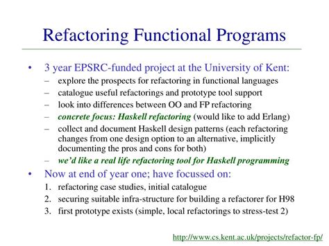 Ppt Tool Support For Refactoring Functional Programs Powerpoint Presentation Id4771238