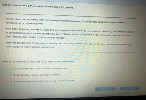 Read The Scenario About Gathering Data And Then